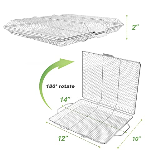 Skyflame Portable Grill Basket, Rustproof Stainless Steel Barbecue Grilling Basket for Most Outdoor Grilling Vegetables Fishes Shrimp Steak Meat Chops Kabob
