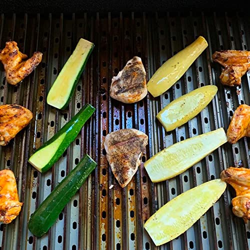 GrillGrate - 12" Panel Set - 2 Interlocking GrillGrates + Grilling Tool (13"L x 10.5"W) - Premium Replacement Grill Grate
