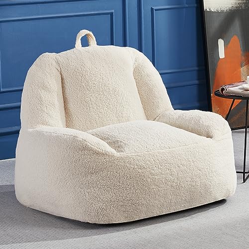 Kumcahom Living Room Chairs Sherpa Accent Chair Teddy Faux Fur Chair Lazy Floor Sofa Memory Foam Pre-Filled Fuzzy Corner Chairs for Bedrooms, Dorms, Small Rooms, Office