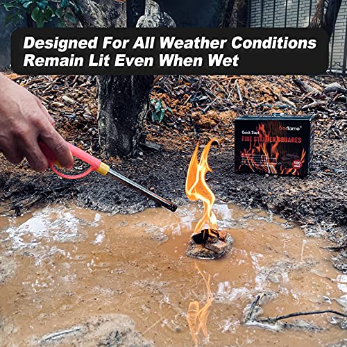 Skyflame 100 Pack Natural Fire Starters, Square Waterproof Easy Fire Charcoal Starters Compatible with BGE, Kamado Joe, Smokers, Wood Stove & Grills, BBQ & Grill, Campfire, Fireplace, Camp Fire Pits