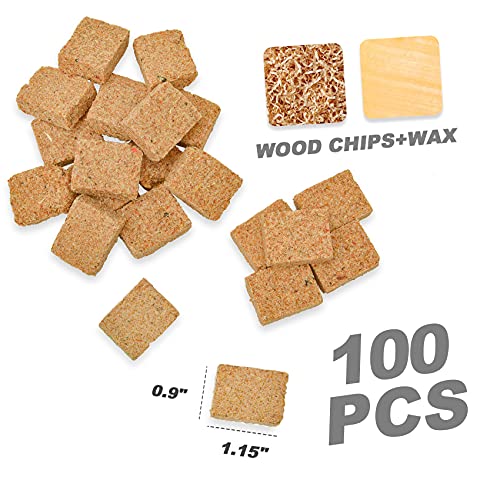 Skyflame 100 Pack Natural Fire Starters, Square Waterproof Easy Fire Charcoal Starters Compatible with BGE, Kamado Joe, Smokers, Wood Stove & Grills, BBQ & Grill, Campfire, Fireplace, Camp Fire Pits