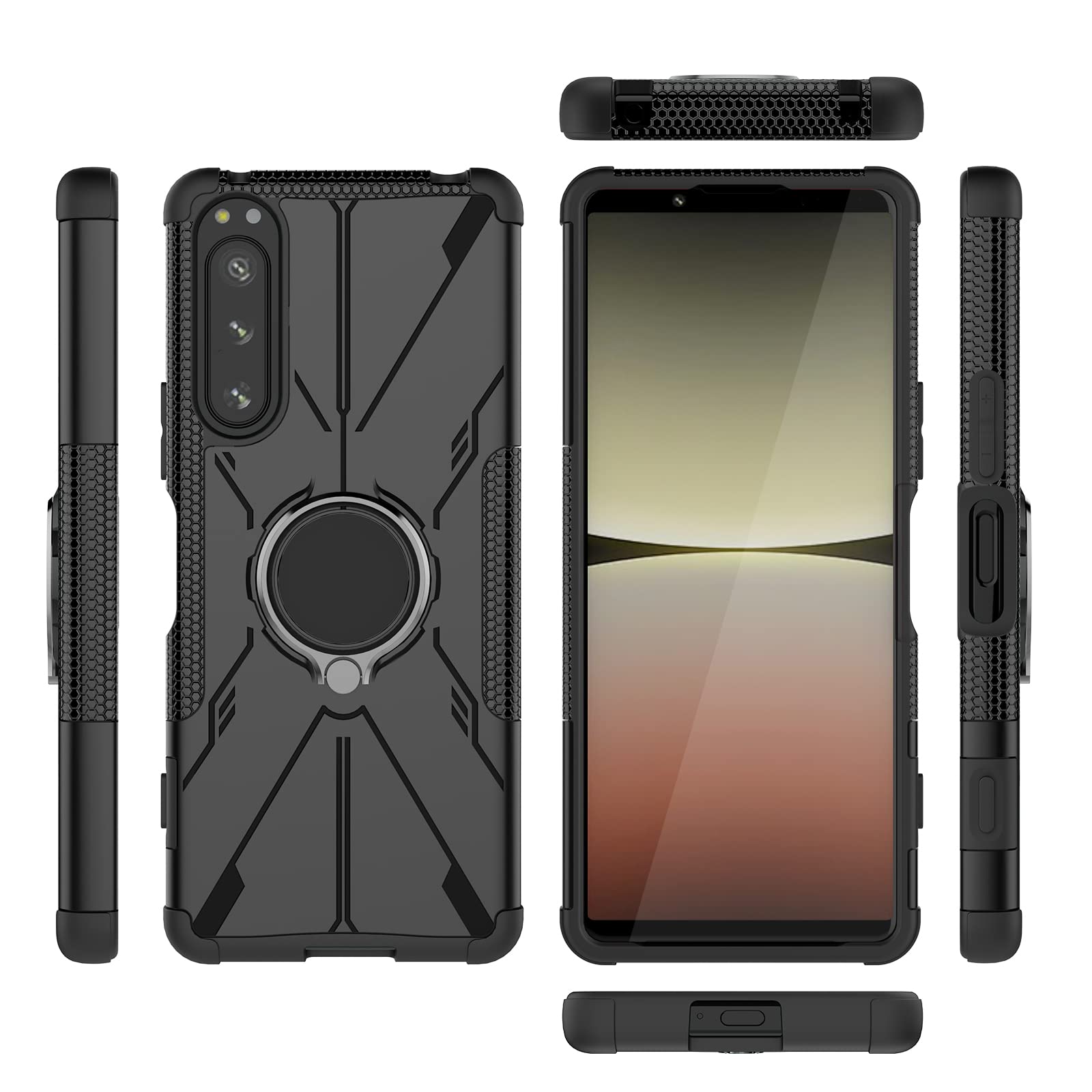 Compatible with Sony Xperia 10 III Case Cover,Compatible with Sony Xperia 10 III 5G SO-52B Case Ring Stand 2 in 1 Phone Case Cover Black