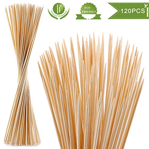 120 PCS Bamboo Marshmallow Roasting Sticks, SMores Skewers for Fire Pit, Extra Long 30 Inch Heavy Duty 5mm Thick Wooden SMores Sticks for Open Fire Pits Roaster Barbecue Hot Dog Camping Kebab Sausage