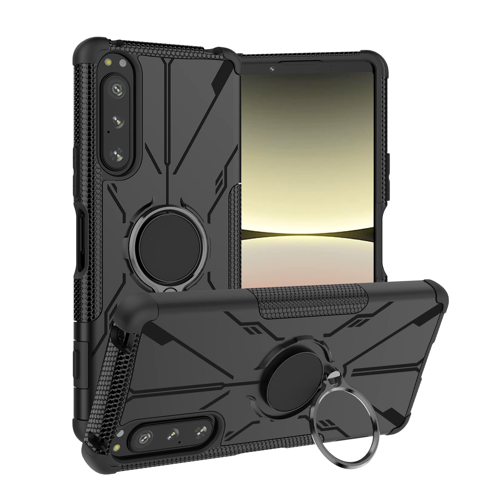 Compatible with Sony Xperia 10 III Case Cover,Compatible with Sony Xperia 10 III 5G SO-52B Case Ring Stand 2 in 1 Phone Case Cover Black