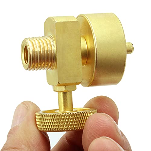 MCAMPAS Disposable Adjustable Pressure Propane Gas Regulator Valve,1LB Tank Connection Needle Valve x 1/4" NPT Male (Tapped M8 Female) Adapter Fitting