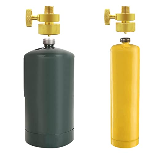 MCAMPAS Disposable Adjustable Pressure Propane Gas Regulator Valve,1LB Tank Connection Needle Valve x 1/4" NPT Male (Tapped M8 Female) Adapter Fitting