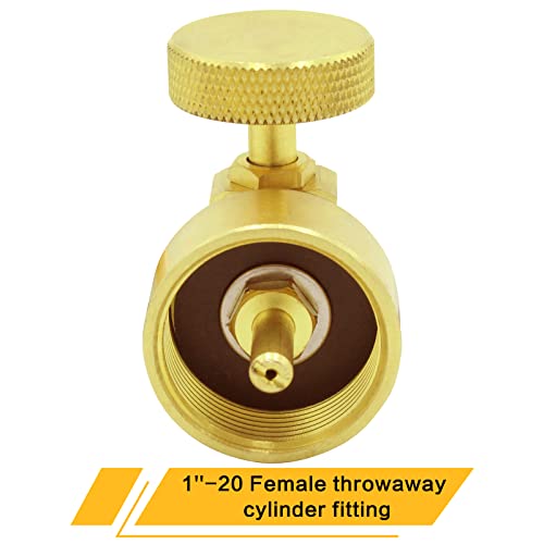 MCAMPAS Disposable Adjustable Pressure Propane Gas Regulator Valve,1LB Tank Connection Needle Valve x 1/4" NPT Male (Tapped M8 Female) Adapter Fitting