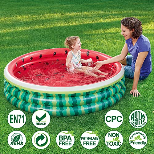 Kiddie Pool, 60" X 15" Watermelon Baby Pool for Outside, Kids Swimming Pool for Backyard, Huge Inflatable Ball Pit Pool for Toddler, Blow Up Pool for Kids