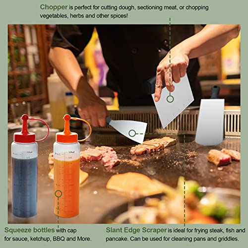 Griddle Accessories Kit, 43PCS Flat Top Grill Accessories Set for Blackstone and Camp Chef, Grill BBQ Spatula Set with Enlarged Spatulas, Basting Cover, Scraper, Tongs for Outdoor BBQ