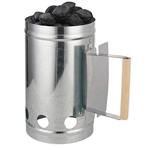 11" H X 7" D Grill Barbecue BBQ Galvanized Steel Metal Charcoal Chimney Starter for Grilling Outdoor Cooking/Camping Accessories