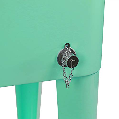 HomeAesthetics 80 Qt. Retro Rolling Cooler Ice Chest Cart with Shelf & Bottle Opener - Seafoam, Great for Outdoors, Patios, Decks, Parties, Backyards, Bars