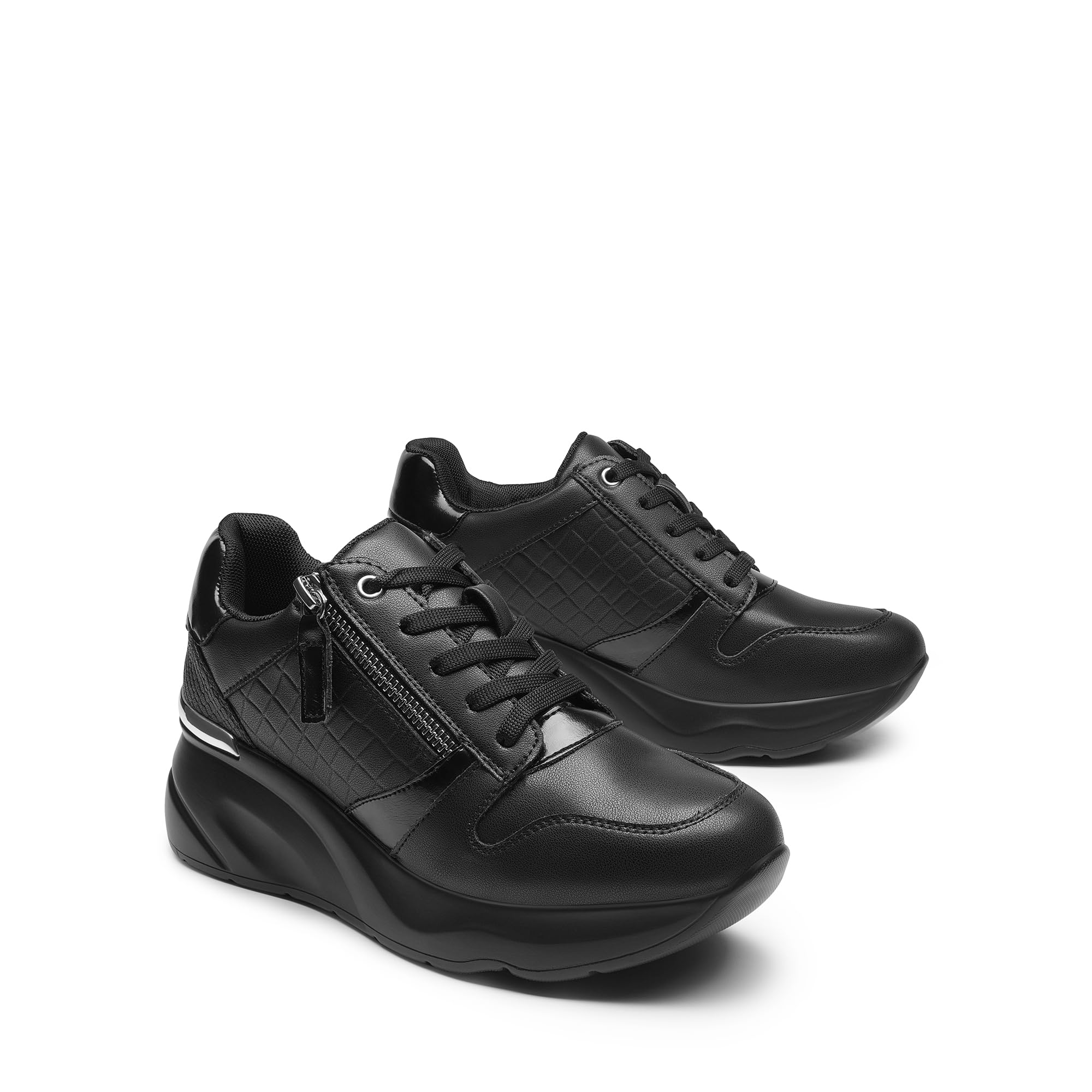 DREAM PAIRS Women Wedge Sneakers Ladies High Heeld Platform Fashion Sneaker Shoes All Black Size 7.5 SDFN2374W