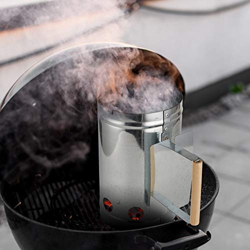 11" H X 7" D Grill Barbecue BBQ Galvanized Steel Metal Charcoal Chimney Starter for Grilling Outdoor Cooking/Camping Accessories