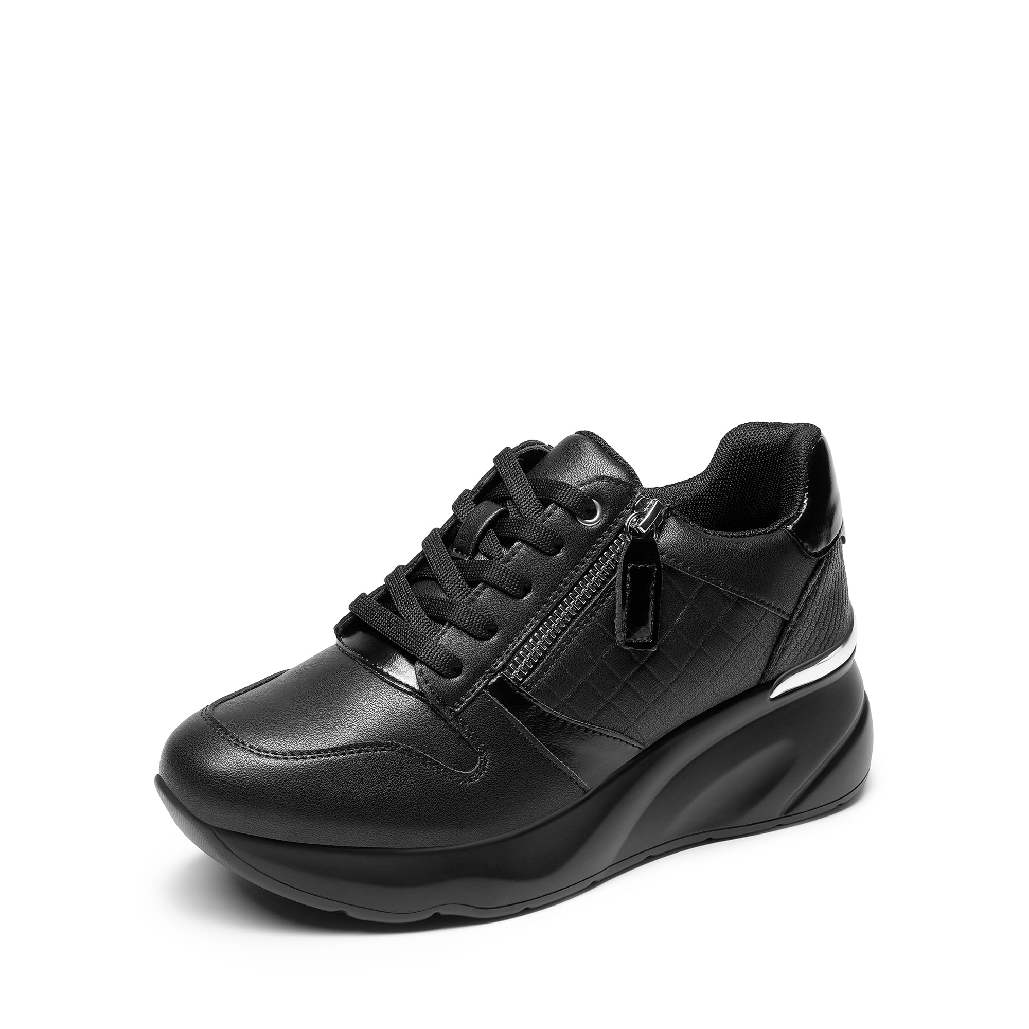 DREAM PAIRS Women Wedge Sneakers Ladies High Heeld Platform Fashion Sneaker Shoes All Black Size 7.5 SDFN2374W