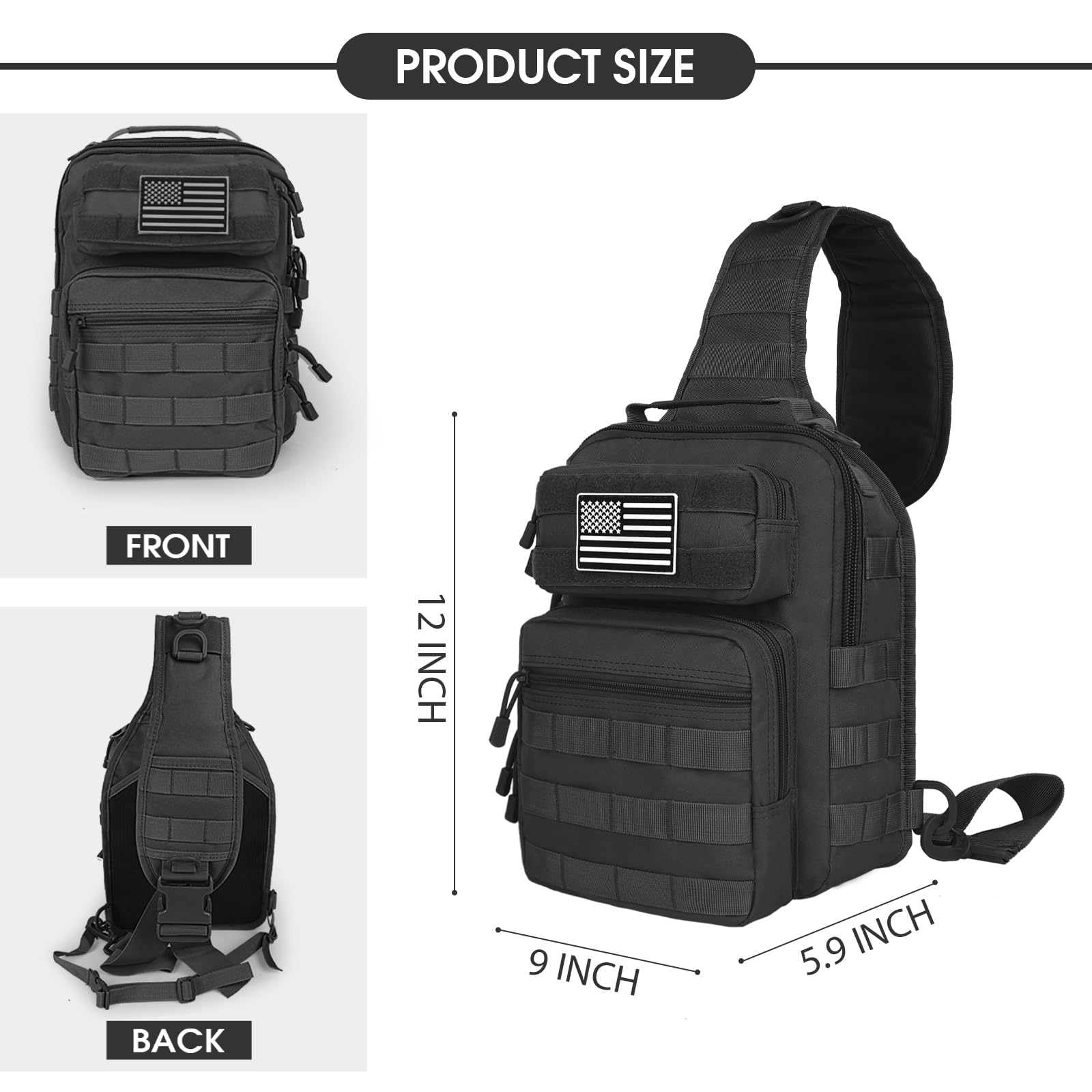 HAOMUK Tactical Sling Bag Backpack Military Rover Shoulder Sling Pack Small EDC Crossbody Chest Bag for Men