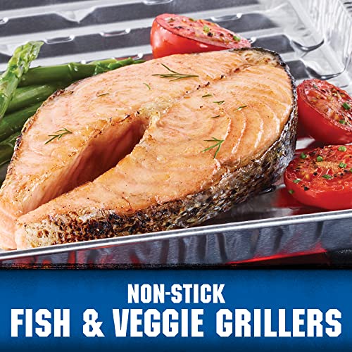 Kingsford Grilling Fish & Veggie Griller, Non-Stick Aluminum Grill Liner, Prevents Food from Falling through Grill Grates, 16" x 11.75" x 0.88", Pack of 4, Model: 6119994300