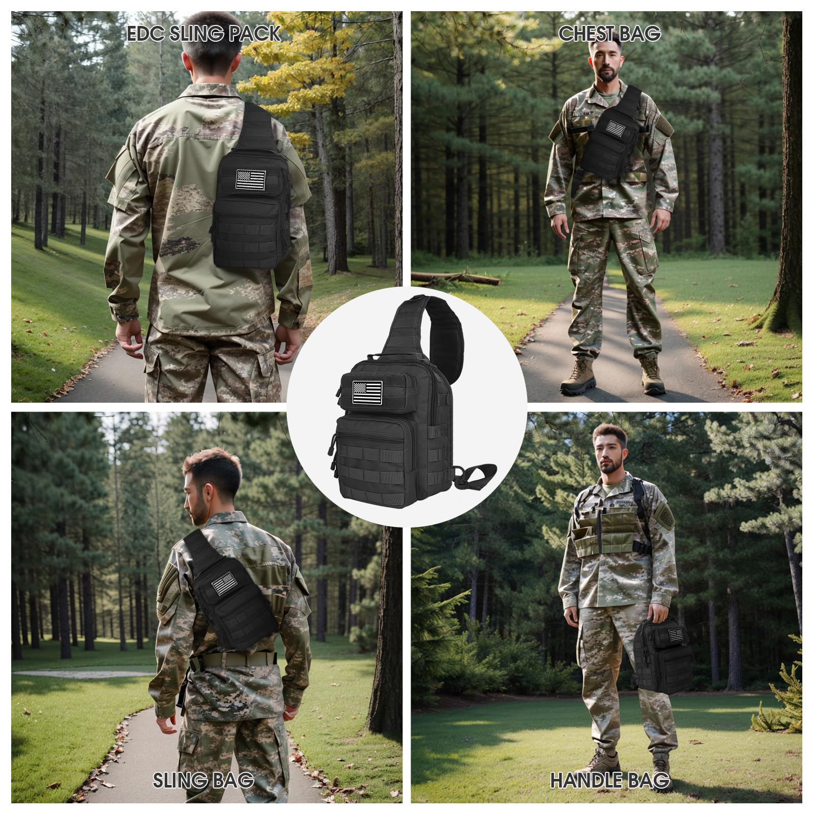 HAOMUK Tactical Sling Bag Backpack Military Rover Shoulder Sling Pack Small EDC Crossbody Chest Bag for Men