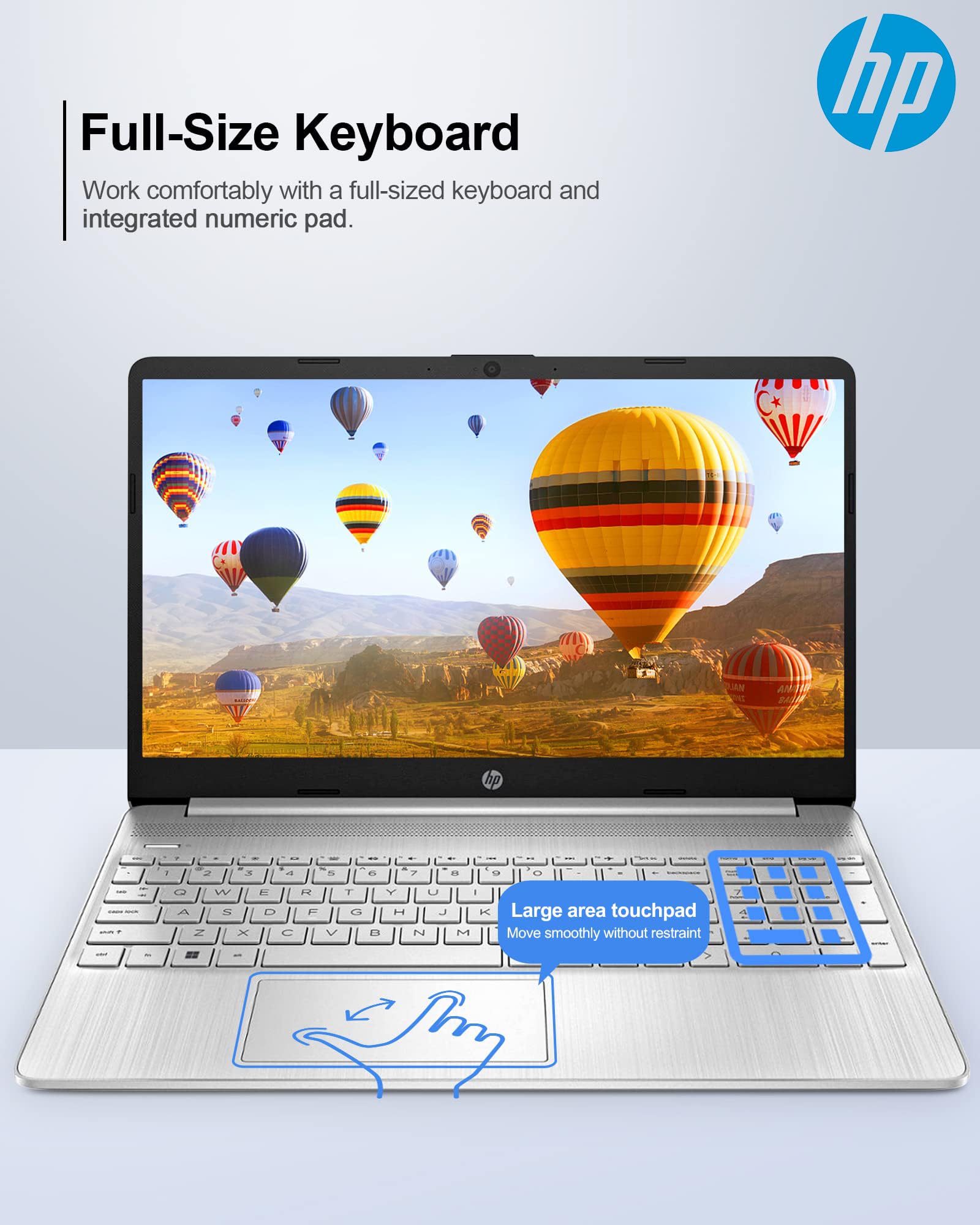 HP 15.6 Inch Touchscreen Laptop for College Students, School, 11th Gen Intel Core i3-1115G4, Windows 11 Pro, 16GB RAM, 1TB SSD, HDMI, WiFi 5.0, Silver, PCM