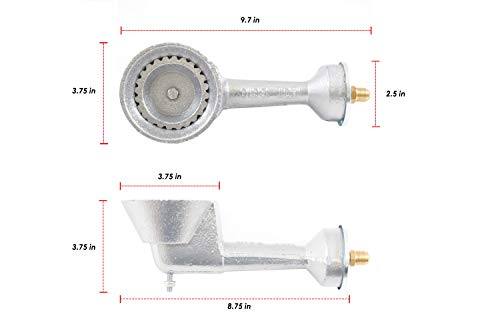 COOKAMP SH10 Cast Iron Propane Burner Head with Brass Fitting Orifice (SH10 - DIY Burner)