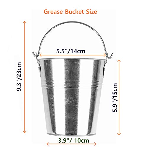 Firsgrill Grease Bucket & Liners Replacment Traeger, Z Grill, Green Mountain Pellet Wood Smoker(1, Siliver Bucket)