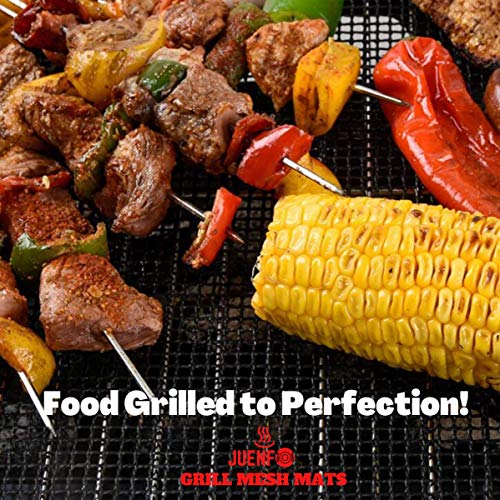 JUENFO Grill Mesh Mats for Outdoor Grill- 2020 Upgraded Reusable NonStick BBQ Grill Mesh Mat with Extreme Heat Resistance of 360°C/600°F for Long Use- Easy Clean 3 Pack Mesh Grill Mat for All Grills