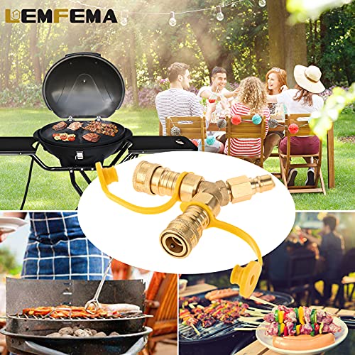 Lemfema 3/8” Y Splitter Natural Gas Quick Connect/Disconnect Adapter, Suitable for Low Pressure Natural Gas or Propane Systems for Natural Gas Grill, Patio Heater, RV, Fire Pit