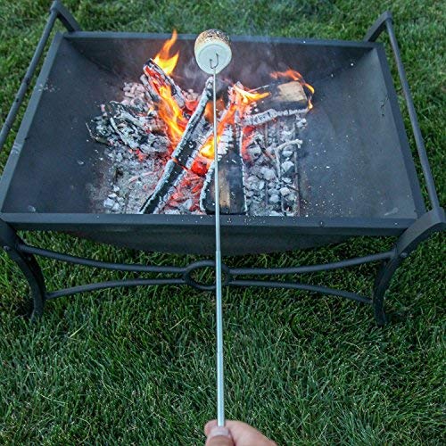 32" Marshmallow Roasting Sticks Set of 8 BBQ Skewers, Smores & Hot Dog Fork with Wooden Handle and Carrying Pouch Great for Outdoor Barbecue Grill and Campfire Pit