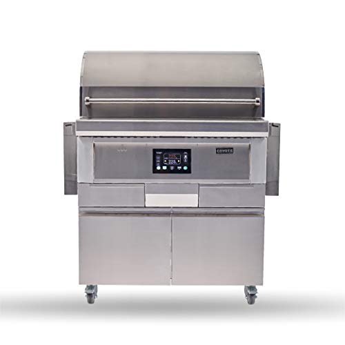 Coyote 36 Inch Freestanding Pellet Grill on Cart, Stainless Steel, Intuitive Digital Touch Control - C1P36-FS
