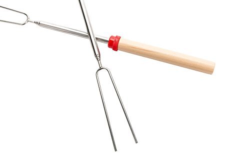 32" Marshmallow Roasting Sticks Set of 8 BBQ Skewers, Smores & Hot Dog Fork with Wooden Handle and Carrying Pouch Great for Outdoor Barbecue Grill and Campfire Pit