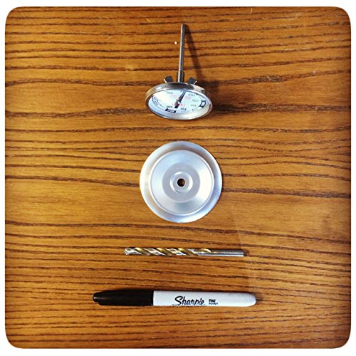 PK Grills Tel-Tru BBQ Grill Thermometer Outdoor Grilling Temperature Gauge Kit, Includes Charcoal/Smoker Thermometer Probe, Wing Nut, and Silver Flashing, PK99085