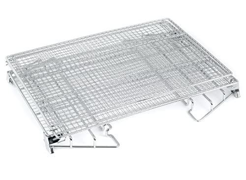 FLAMETOP Foldable Sliding 3 Tiered Jerky Rack Extension Cooking Space Applicable to Barrel Style Pellet Smoker Grills