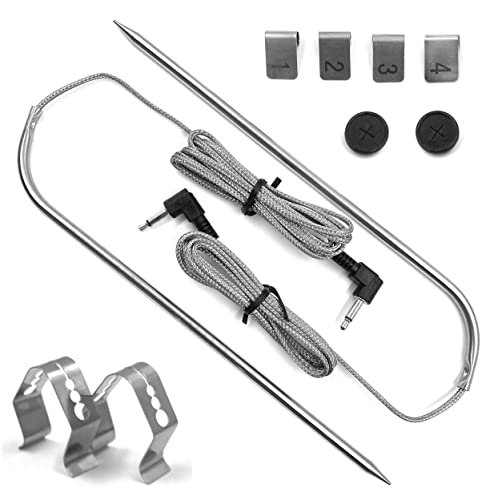 2-Pack Replacement Meat Probes for Masterbuilt Gravity Series 560/800/1050XL Digital Charcoal Grill & Smoker with 4 Numbered Tags, 2 Grommets, 2 Probe Clips by Meatender