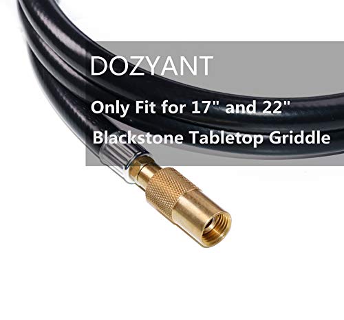 DOZYANT 6 Feet Propane Regulator and Hose for Blackstone 17inch and 22inch Table Top Griddle, Replacement Parts Connect to Large Propane Tank