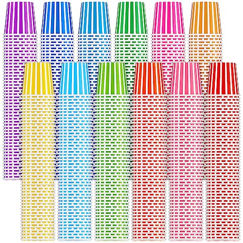 Dandat 1200 Pcs 3 oz Bathroom Paper Cups, Disposable Mouthwash Cups, Small Coffee Espresso Cup, Colorful Party Supplies for Snack, Dessert, BBQ, Picnic, Party, Home Events (Stripe)