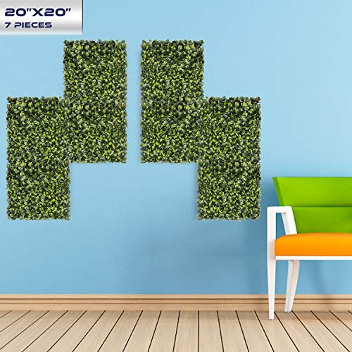 Windscreen4less Artificial Faux Ivy Leaf Decorative Fence Screen 20'' x 20" Boxwood/Milan Leaves Fence Patio Panel, Ficus 7 Pieces