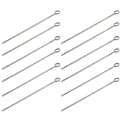 NEW, 8-Inch Long Stainless Steel Skewers, Barbecue Skewers, BBQ Skewers, Ring-Tip Handle, 1-Dozen Product Name