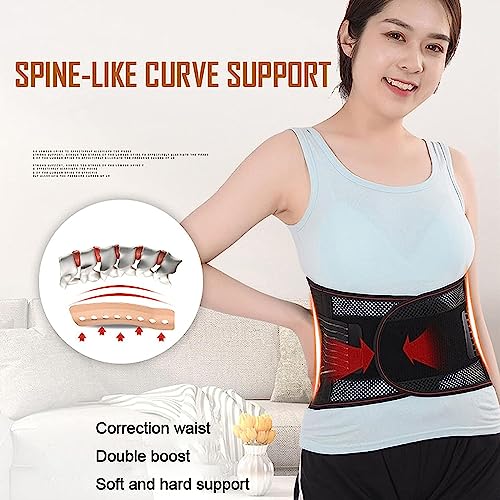 Orthopedic Tourmaline Self-Heating Magnetic Steel Bone Waist Belt Men Women Lumbar Support Back Brace Belt with 3pcs Pad,Black 2023,L