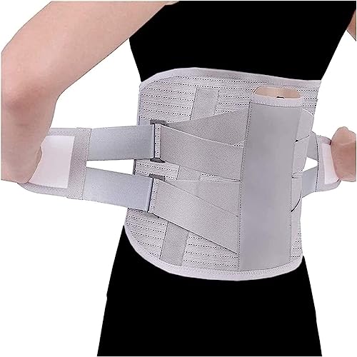 Widen Lumbar Support Orthopedic Tourmaline Self-Heating Magnetic Steel Bone Rod Waist Belt Lumbar Support Back Brace Belt with 3 Piece Pads Men Women,XL,Grey