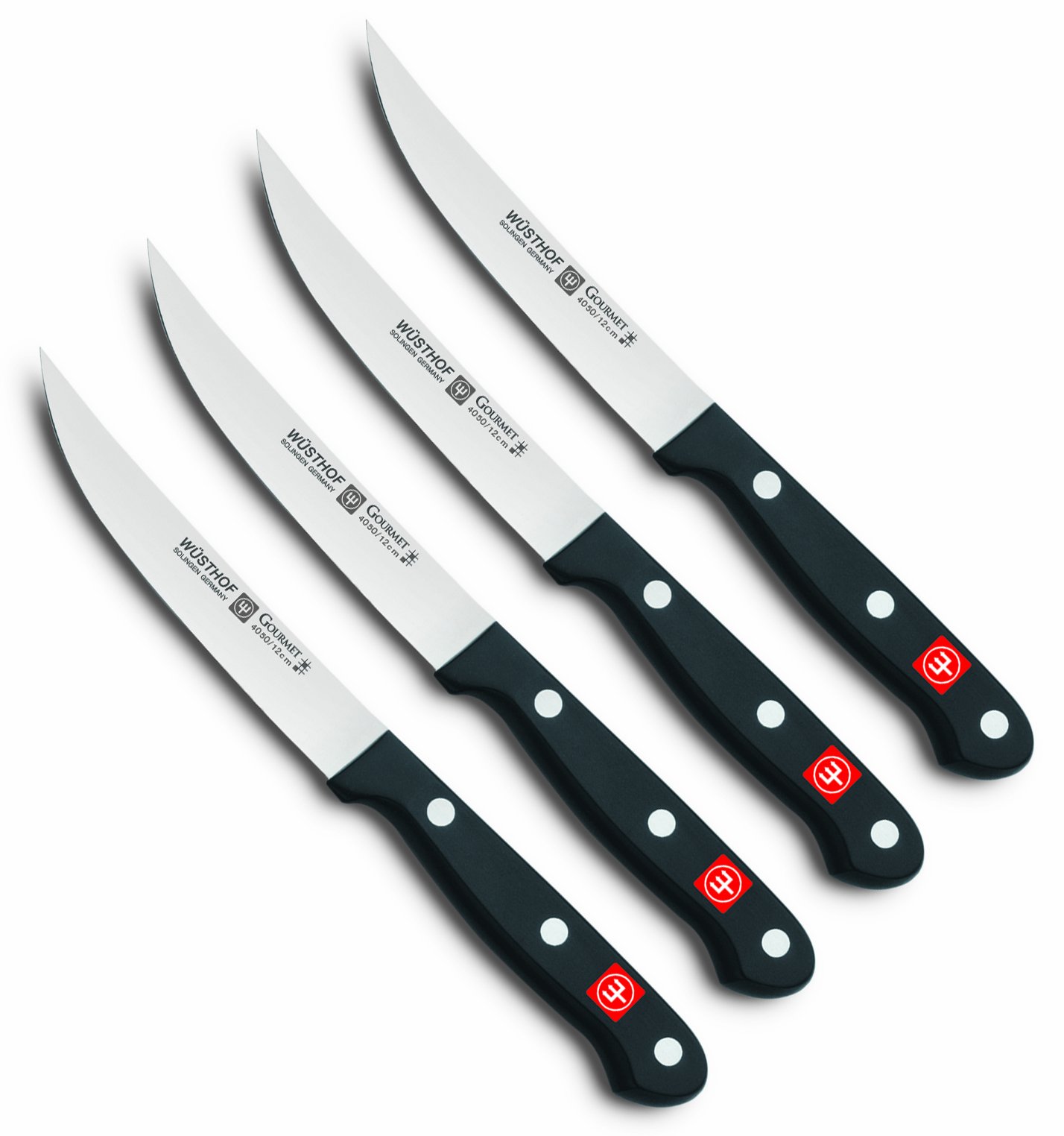 WÜSTHOF Gourmet Four Piece Steak Knife Set (Blister Pack) | 4-Piece German Knife Set | Precise Laser Cut High Carbon Stainless Steel Kitchen Steak Knife Set – Model 8464