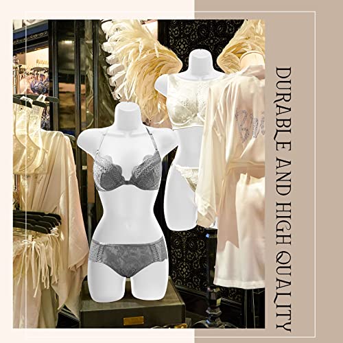 6 Pcs Hanging Mannequin Body Torso Female Women Dress Form with Hanger Hook Hip Long Hollow Back Mannequin Torso Thickened Plastic Shirt Display White (31.1 x 16.1 Inch)