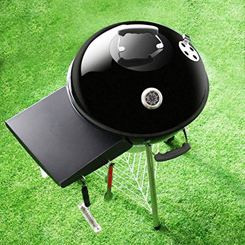 Grisun Grill Table Shelf - for Weber Kettle Grills 22 Inches, Side Table Shelf for Weber Master Touch, Original Kettle Charcoal Grill, Black Powder Coated Steel BBQ Table, Kettle Grill Accessories