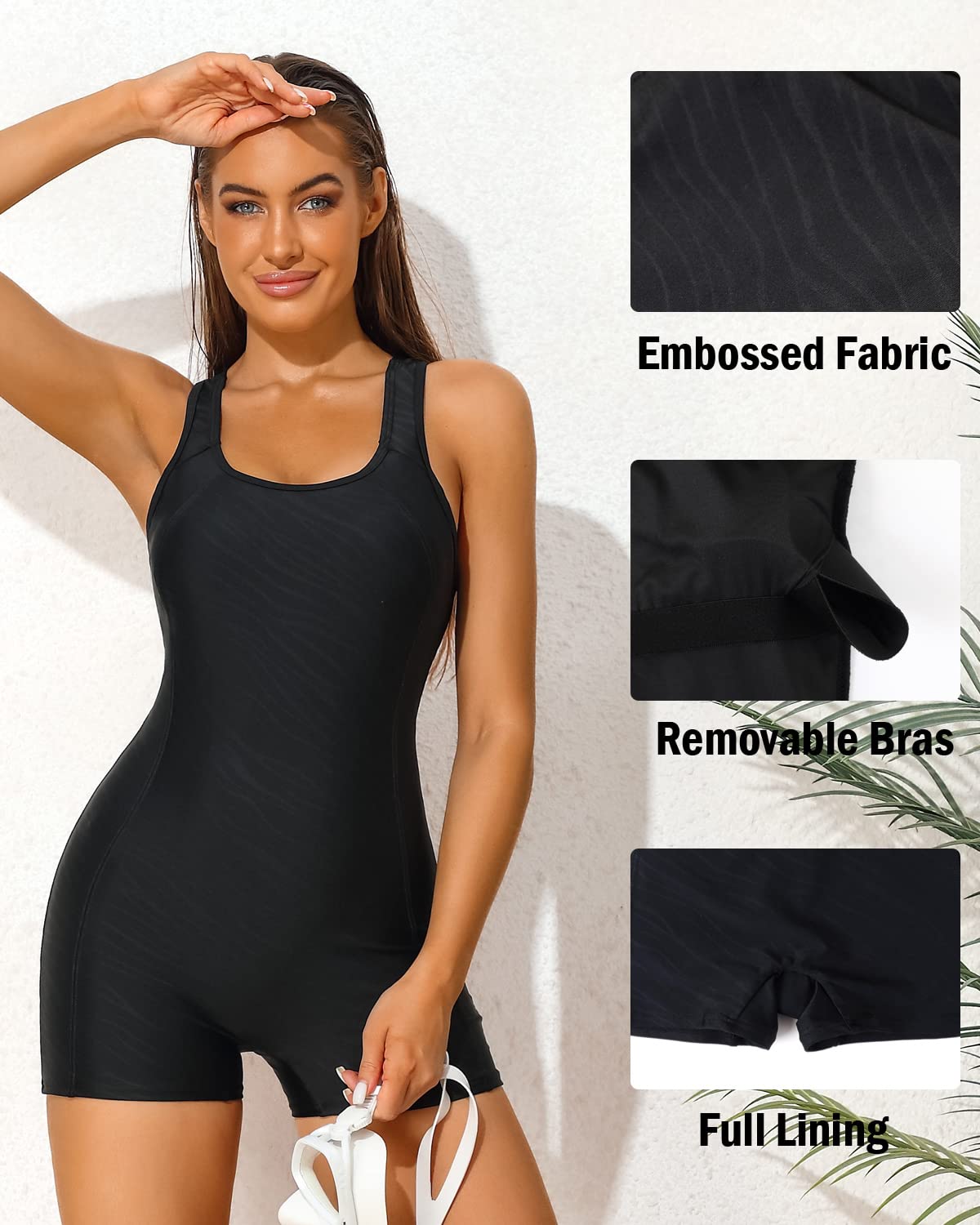 beautyin Women Boyleg One Piece Sports Training Bathing Suit Lap Swimming Wear