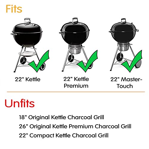 Grisun Grill Table Shelf - for Weber Kettle Grills 22 Inches, Side Table Shelf for Weber Master Touch, Original Kettle Charcoal Grill, Black Powder Coated Steel BBQ Table, Kettle Grill Accessories
