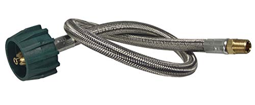 1/4" RV Stianless Steel Overbraid Pigtail Propane Hose X 1/4" Male Inverted Flare Thread (36 Inches)
