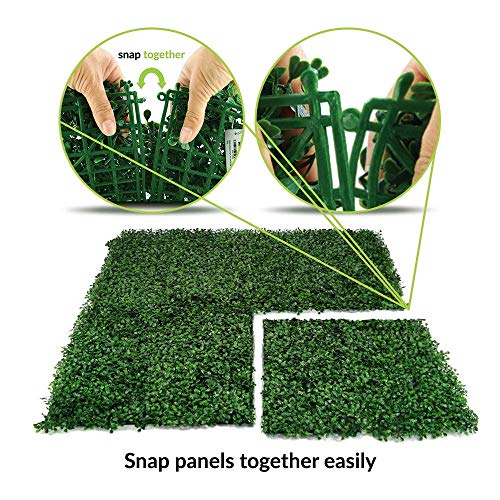 Goasis Lawn Artificial Boxwood Fence Panels Topiary Hedge Plant UV Protected Privacy Screen Outdoor Indoor Use Garden Fence Backyard Home Decor Greenery Walls (24 Pack)