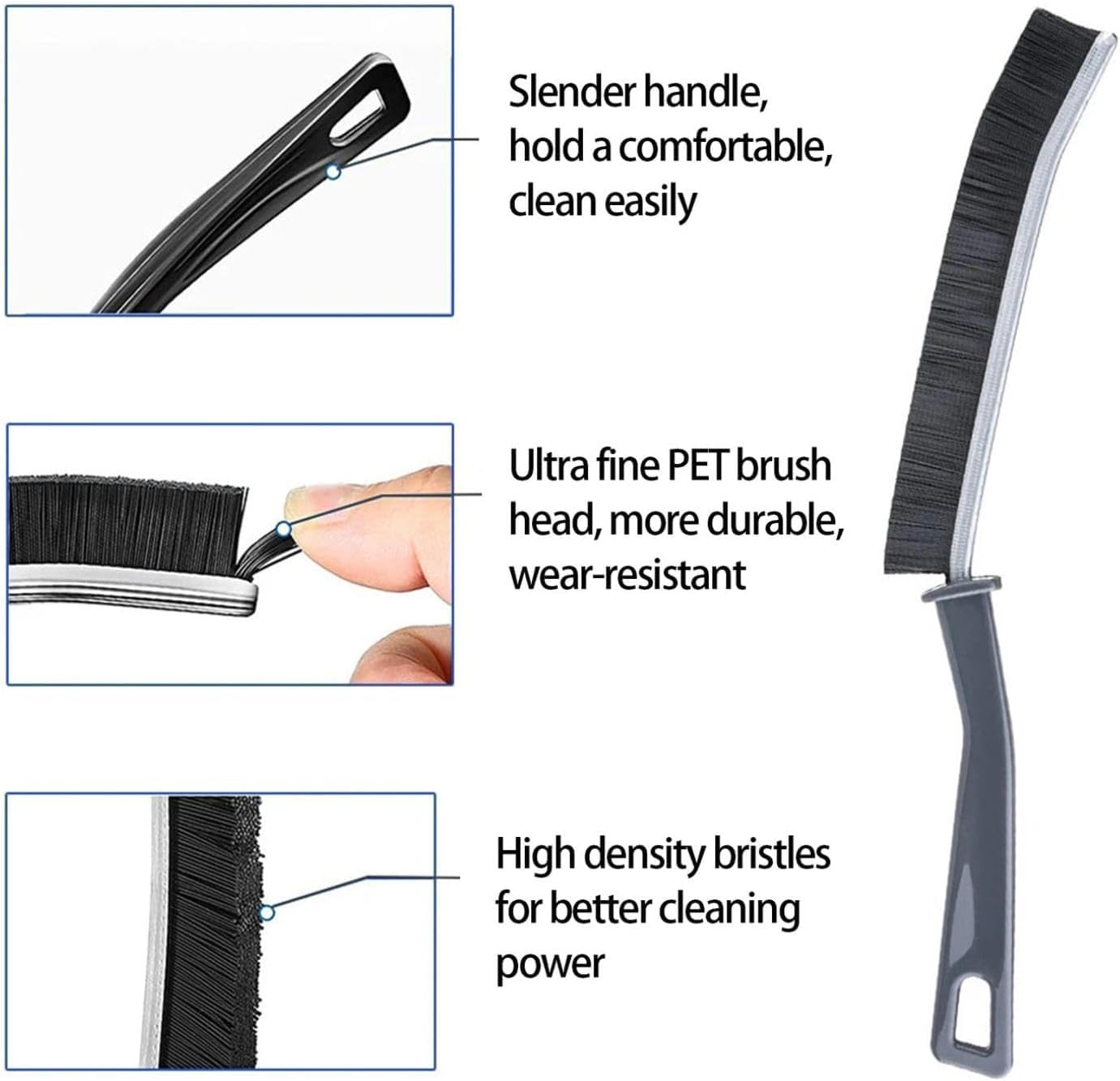 Gap Cleaning Brush, Dead Corners Multifunctional Brushes,Bathroom Crevice Gaps Cleaning Brush,Clean The Dead Corners of Bathroom Kitchen Tiles for Bathroom Kitchen Tiles Window Slots (Black 3PCS)