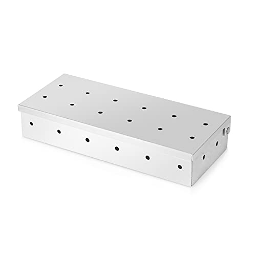Smoker Box for Gas Grilling β Stainless Steel Grilling Basket with Tray Holder Attachment β Flip Open Top Panel Iron Box β Heavy Duty Stainless Steel Construction β Adds Real Smoke Flavor