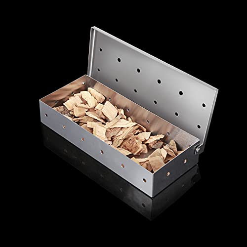 Smoker Box for Gas Grilling β Stainless Steel Grilling Basket with Tray Holder Attachment β Flip Open Top Panel Iron Box β Heavy Duty Stainless Steel Construction β Adds Real Smoke Flavor