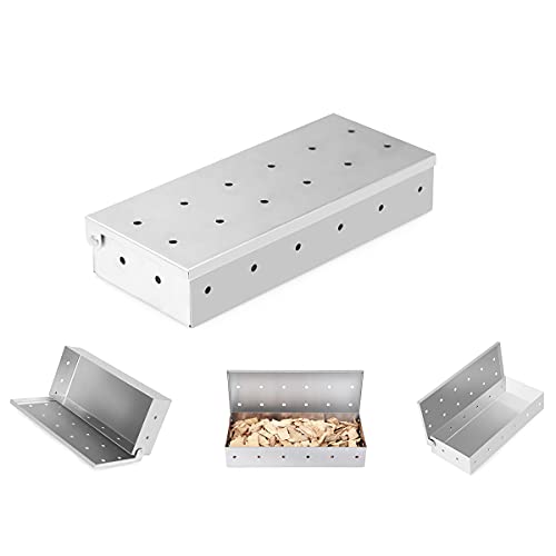 Smoker Box for Gas Grilling β Stainless Steel Grilling Basket with Tray Holder Attachment β Flip Open Top Panel Iron Box β Heavy Duty Stainless Steel Construction β Adds Real Smoke Flavor