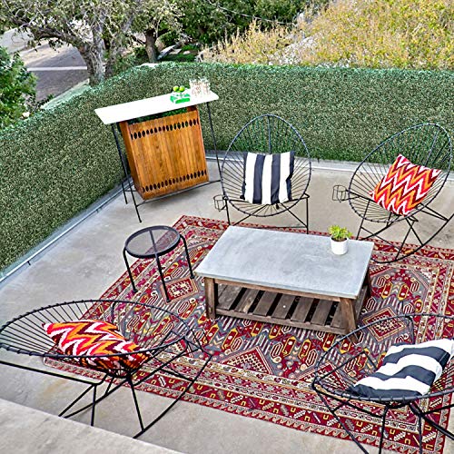 Windscreen4less Artificial Faux Ivy Leaf Decorative Fence Screen 20'' x 20" Boxwood/Milan Leaves Fence Patio Panel, Buxus White 7 Pieces